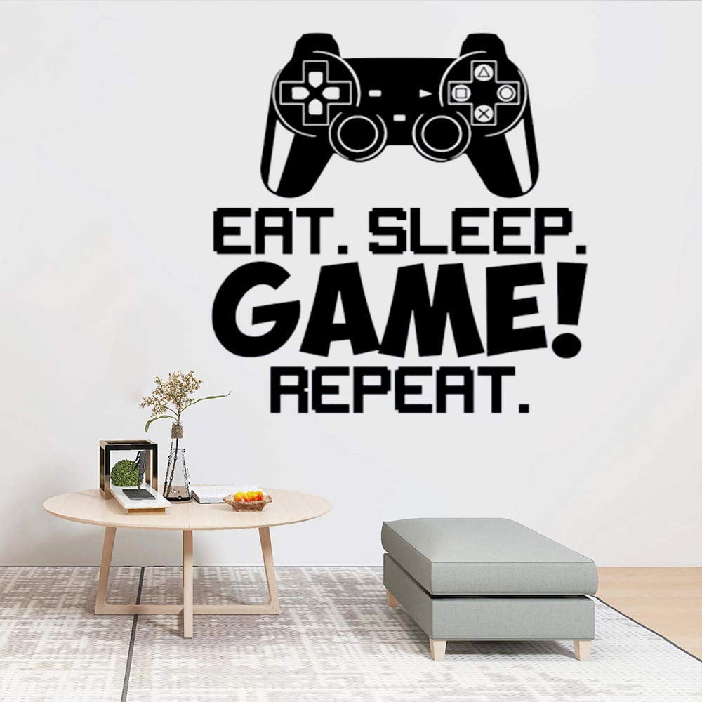 Eat Sleep Game Wall Decal, Video Gamer Boy Wall Sticker, Vinyl Art Kids ...