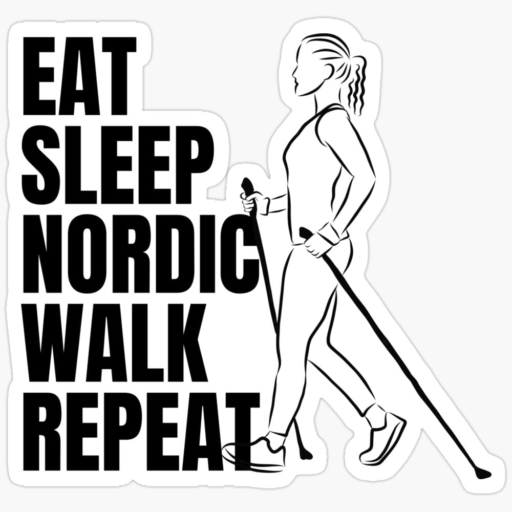 Eat Sleep Nordic Walk Repeat Girl Sticker Phone Decal Water Bottle ...