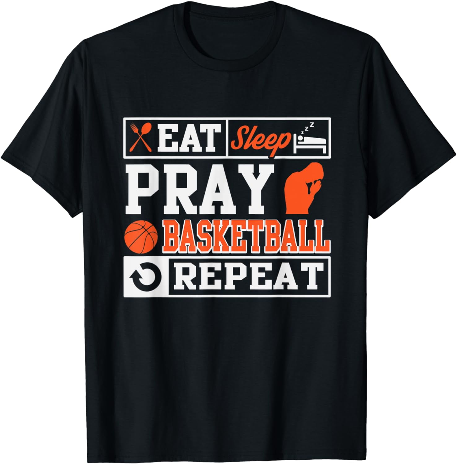 Eat Sleep Pray Basketball Summer Short Sleeve Casual Cotton T-Shirt ...