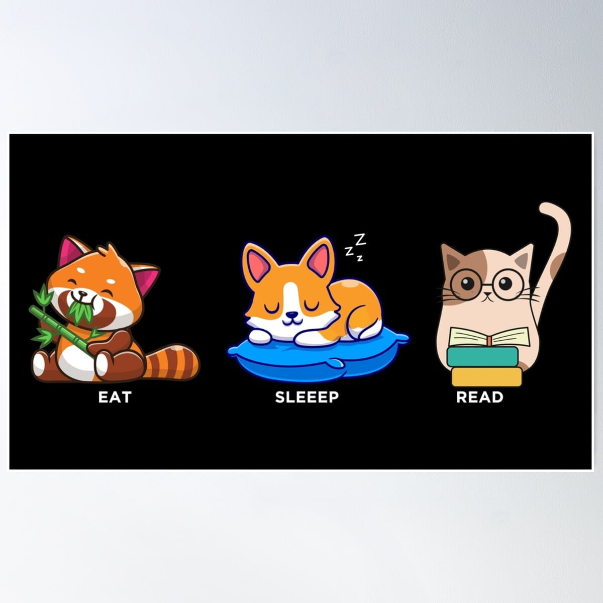 Eat Sleep Read Poster Wall Art, Modern Wall Decor For Living Room ...