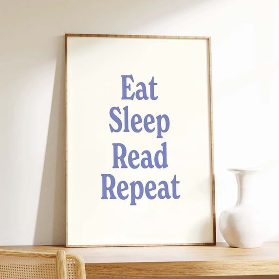 Eat Sleep Read Repeat Poster Cute Library Decor Trendy Reading Book ...
