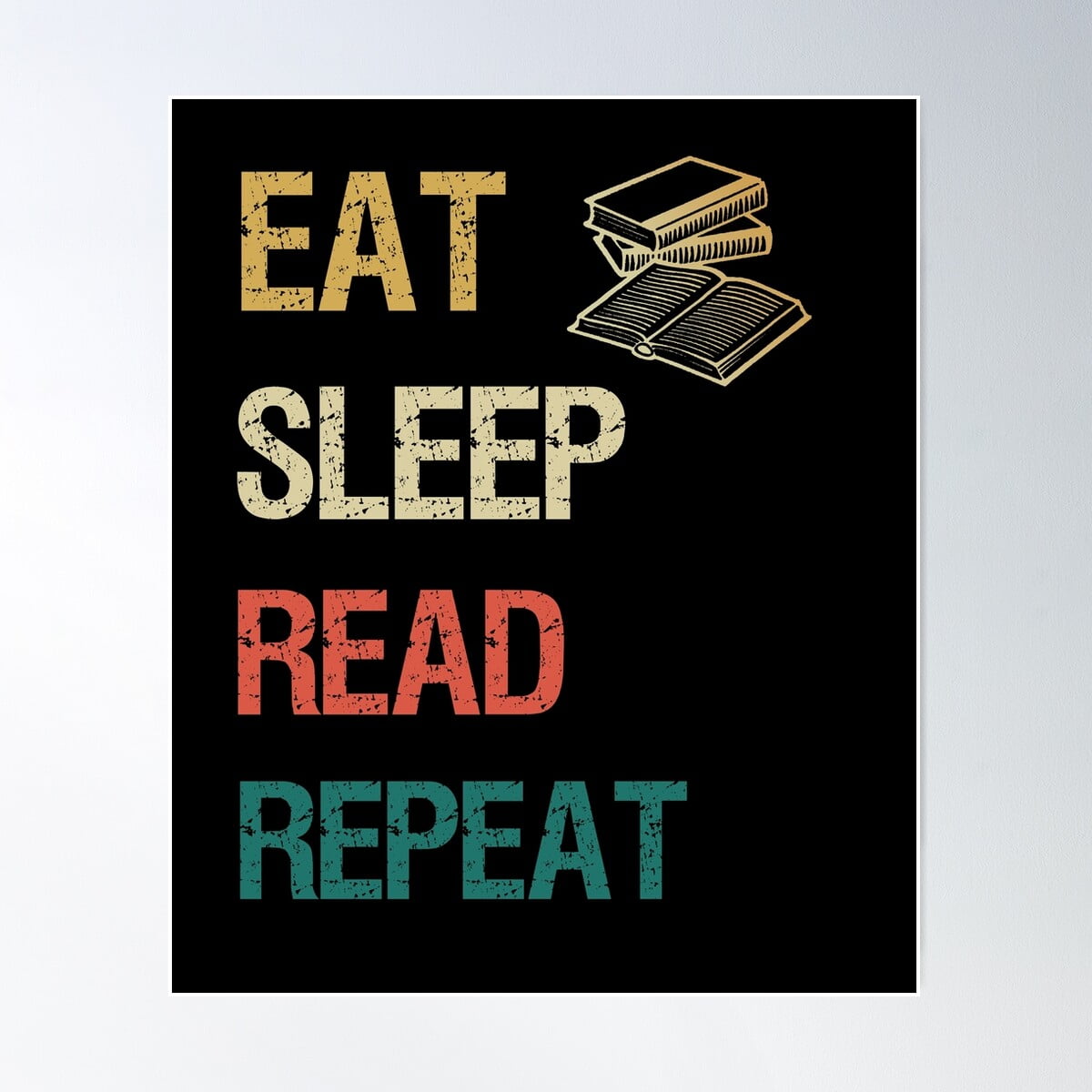 Eat Sleep Read Repeat Poster Wall Art, Modern Wall Decor For Living ...