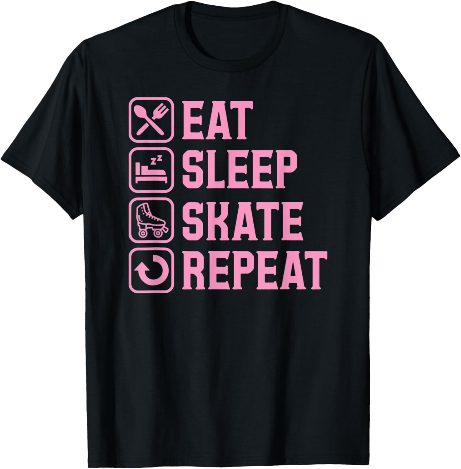 Eat Sleep Skate Repeat Retro Vintage Style Roller Skating T-Shirt Casual Short Sleeve Shirt ...