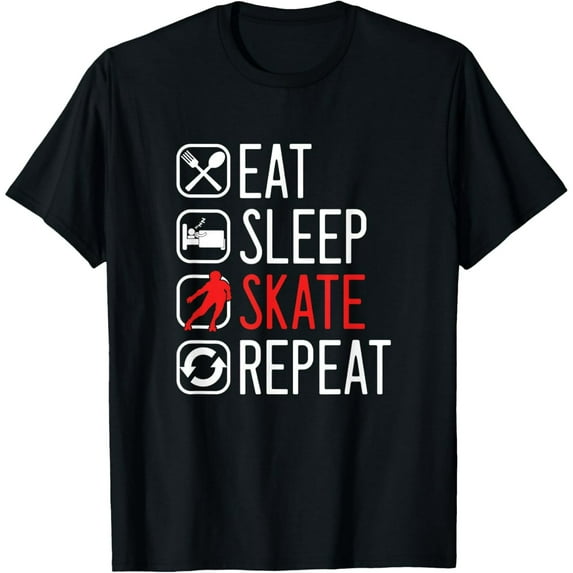Eat Sleep Skate Repeat Skating Inline Roller Skater Gift T-Shirt ...