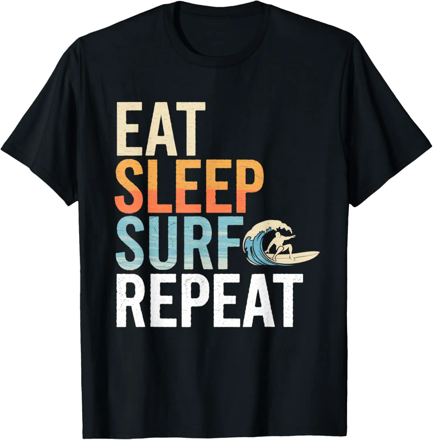 Eat Sleep Surf Repeat Cute Retro Vintage Surfer Surfing T-Shirt ...