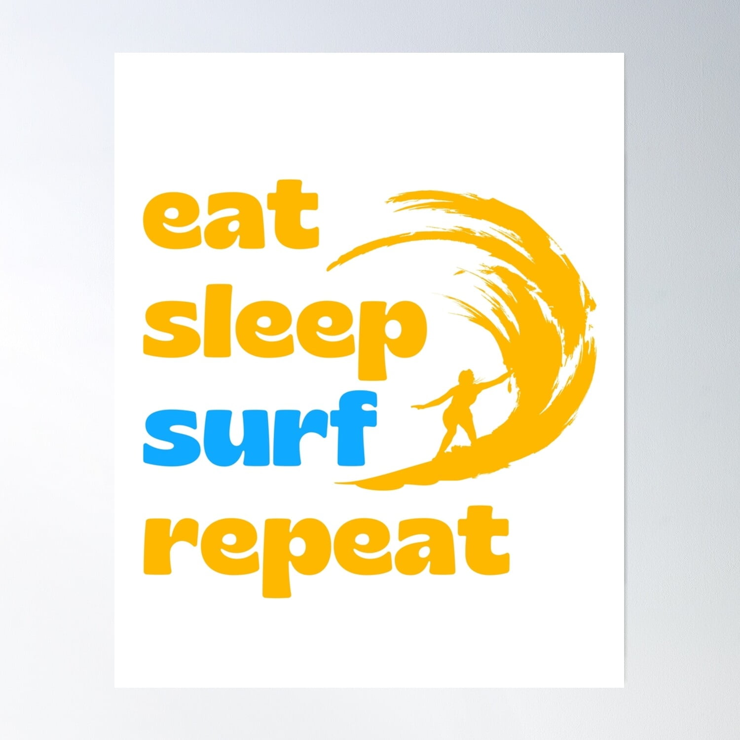 Eat Sleep Surf Repeat Poster Wall Art, Modern Wall Decor, 8x12 UNFRAMED ...