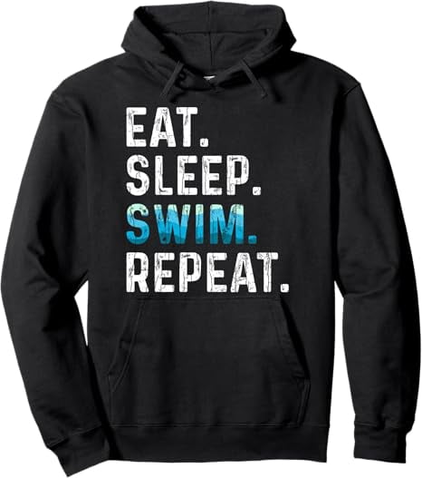 Eat Sleep Swim Repeat Funny Swimmer Swimming Player Graphic Pullover ...