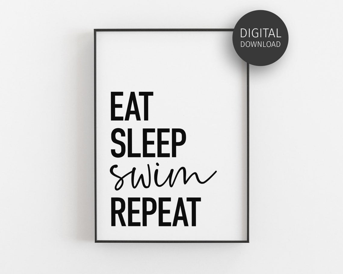Eat Sleep Swim Repeat Print, Swim Coach Gifts, Kids Swimming, Funny ...