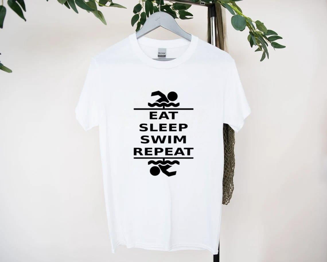 Eat Sleep Swim Repeat T-Shirt for Water Fans, for men & women, up to ...