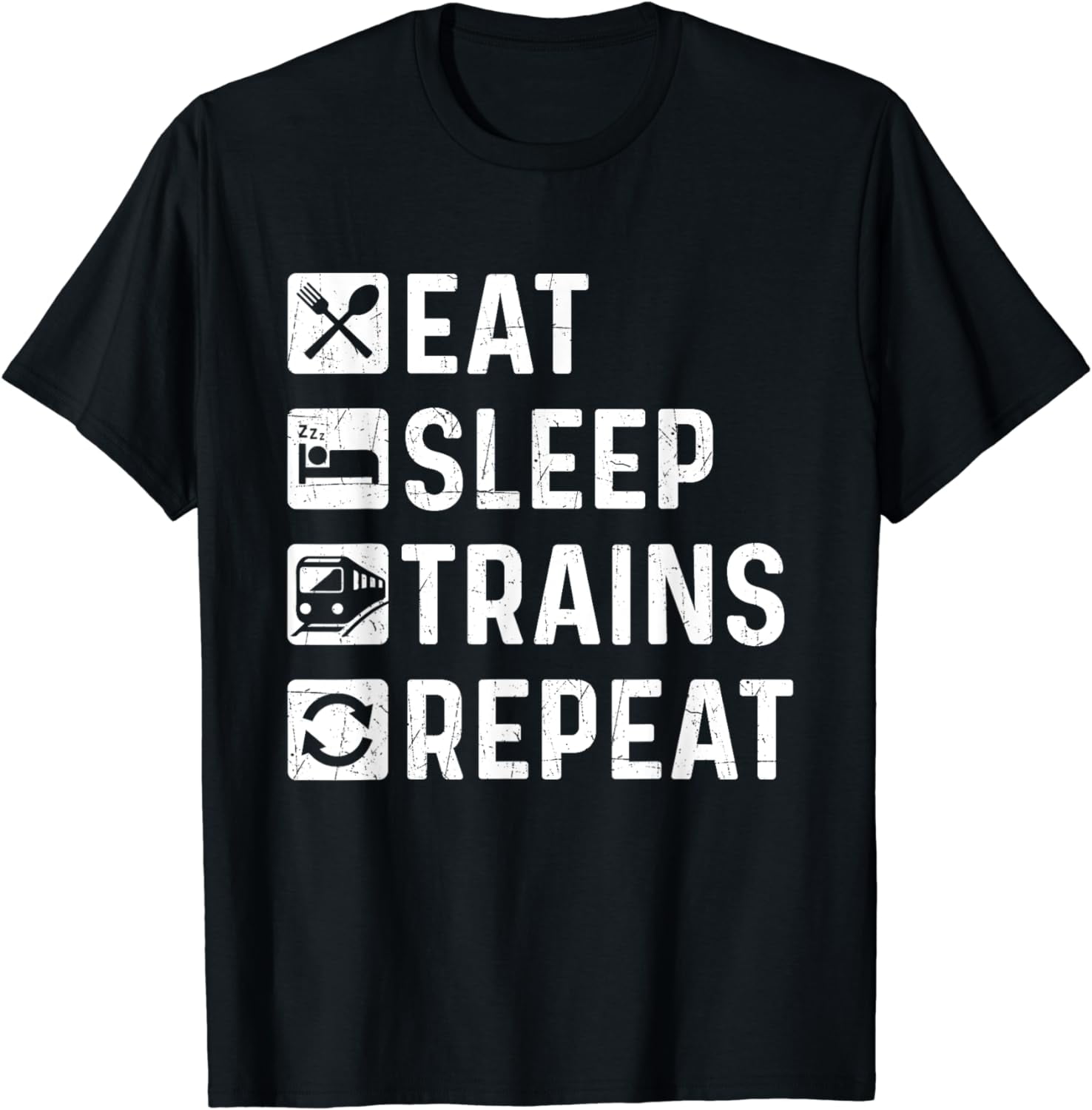 Eat Sleep Trains Repeat - Railroad Railway Locomotive Driver T-Shirt ...