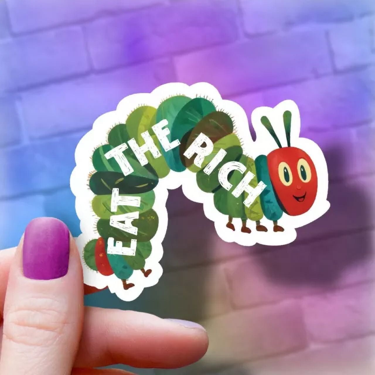 Eat The Rich Caterpillar Sticker Political Decal Activist Sticker Phone ...