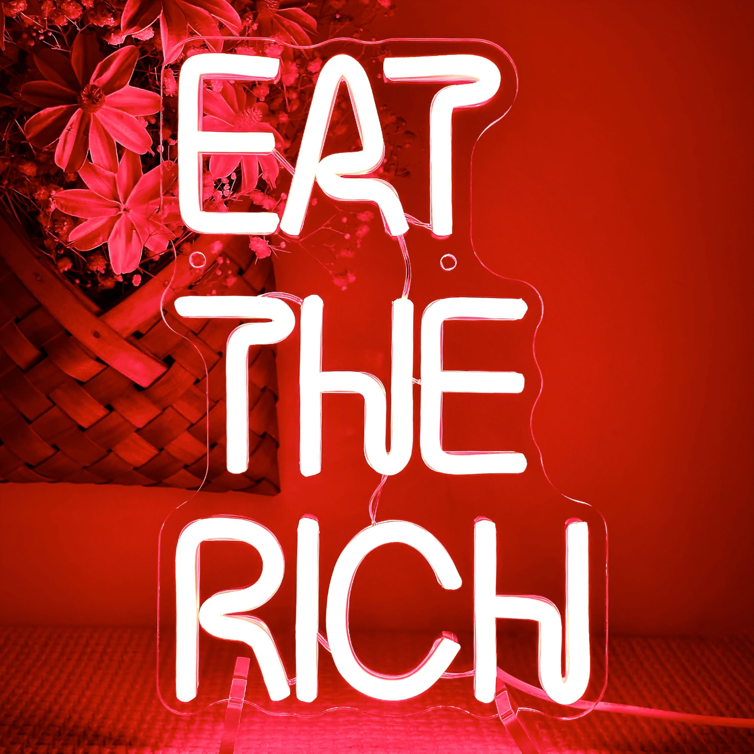 Eat The Rich LED Neon Sign - 6.77x10.23 Inch Statement Wall Decor, USB ...