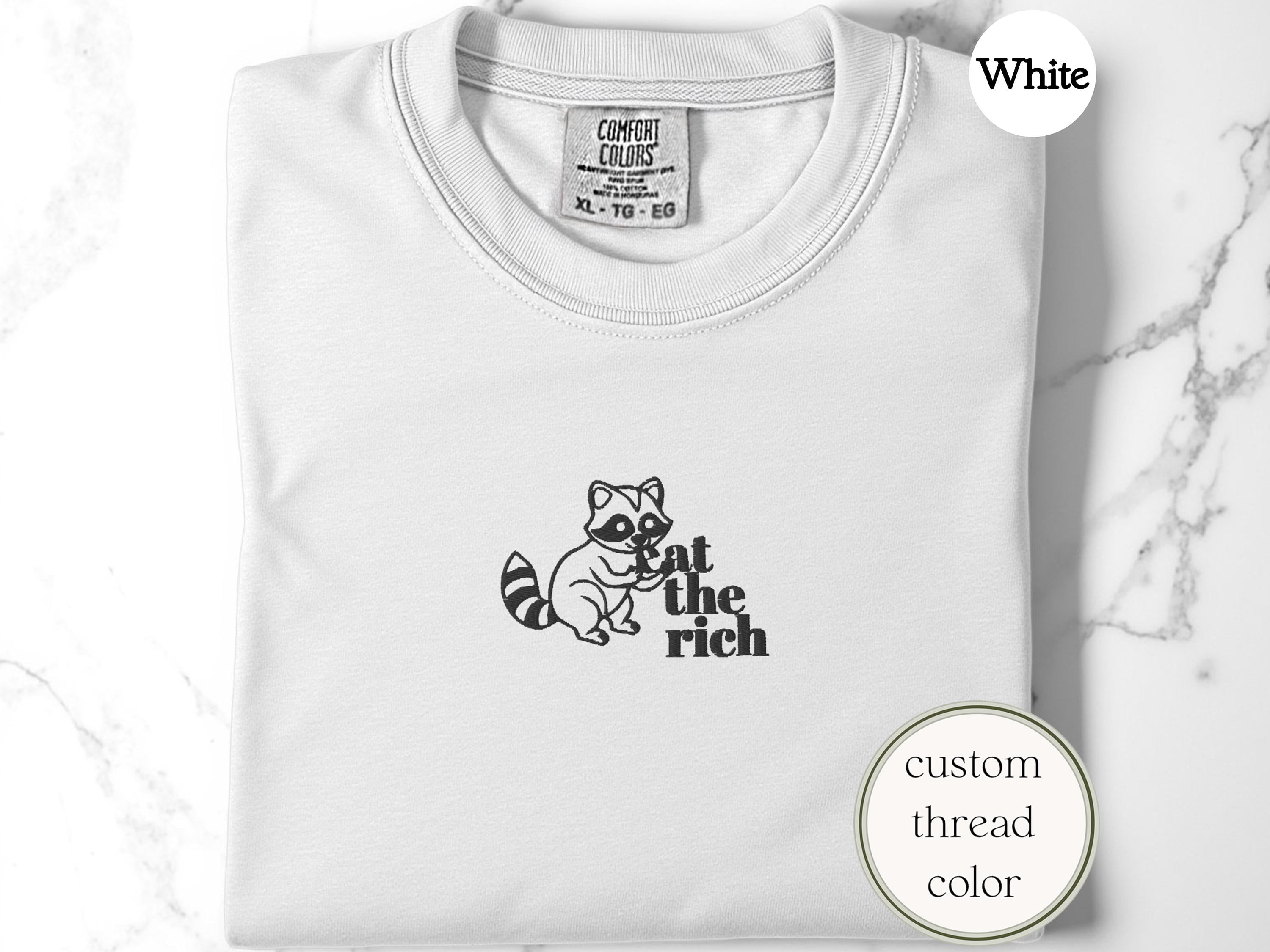 Eat The Rich Raccoon Embroidered Shirt | Leftist Shirt | Minimalist ...