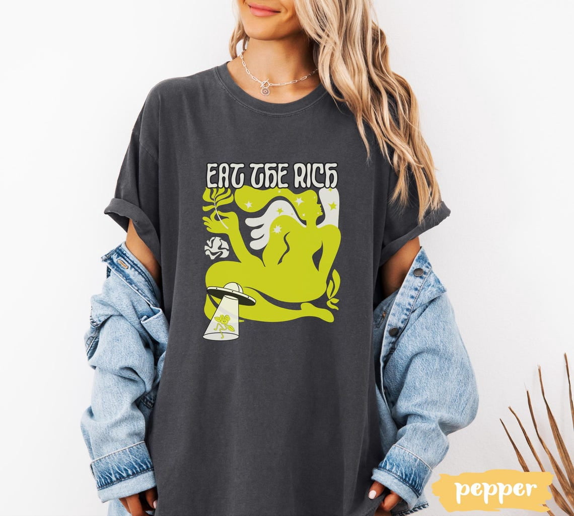 Eat The Rich Shirt, Activist Graphic Tee, Feminist Botanical T-Shirt ...