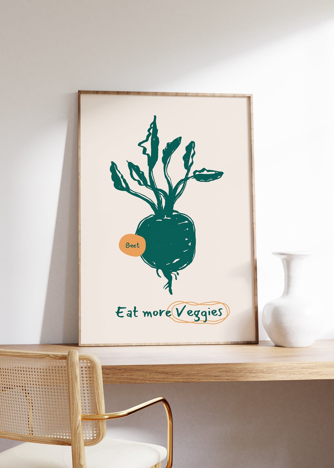 Eat More Veggies Print, Leek Print, Farm Kitchen Wall Art, Cute Cooking ...