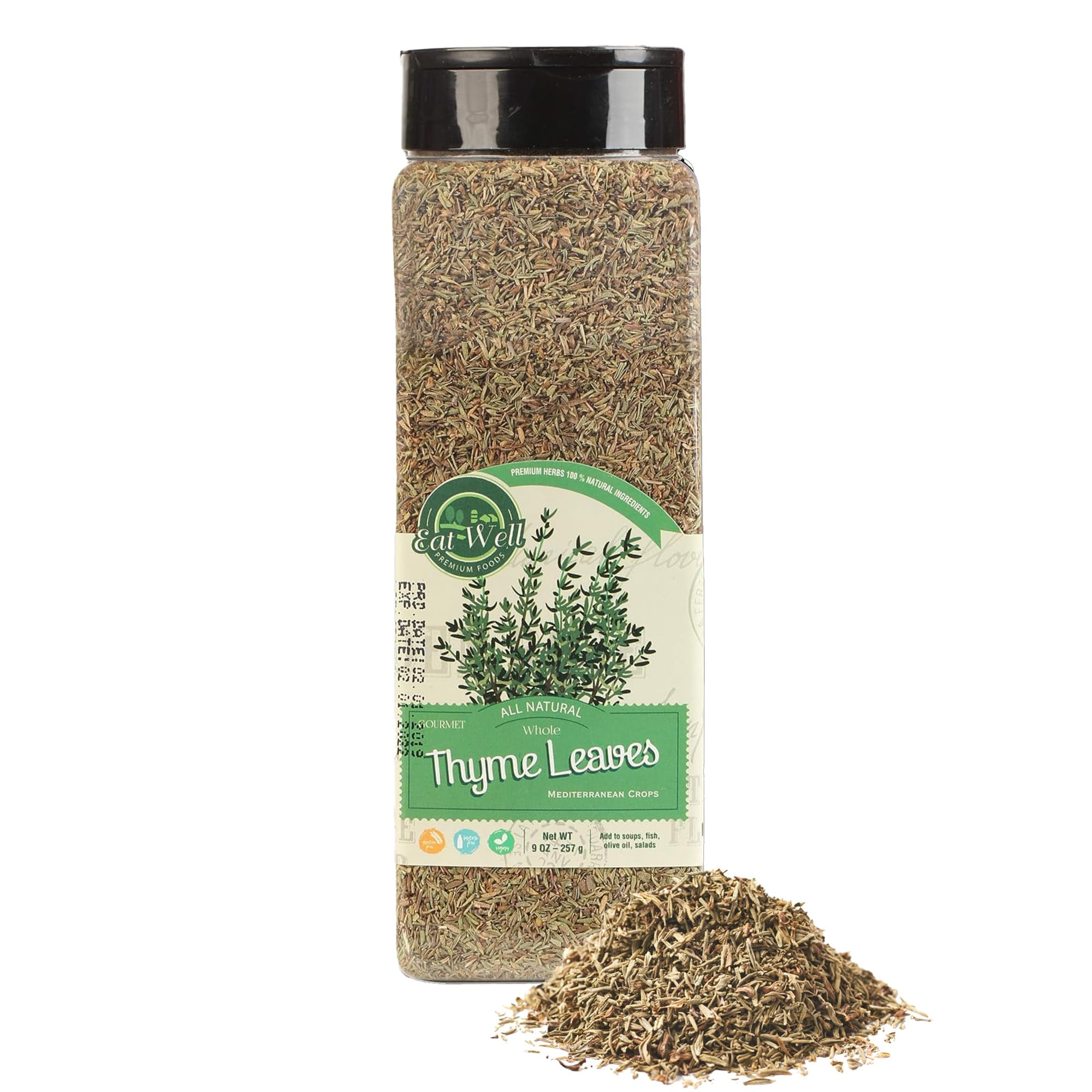 Eat Well Dried Whole Thyme Leaves 9 Oz, Dried Thyme Spice Seasoning, Dried Thyme Leaf Tea, 100% ...