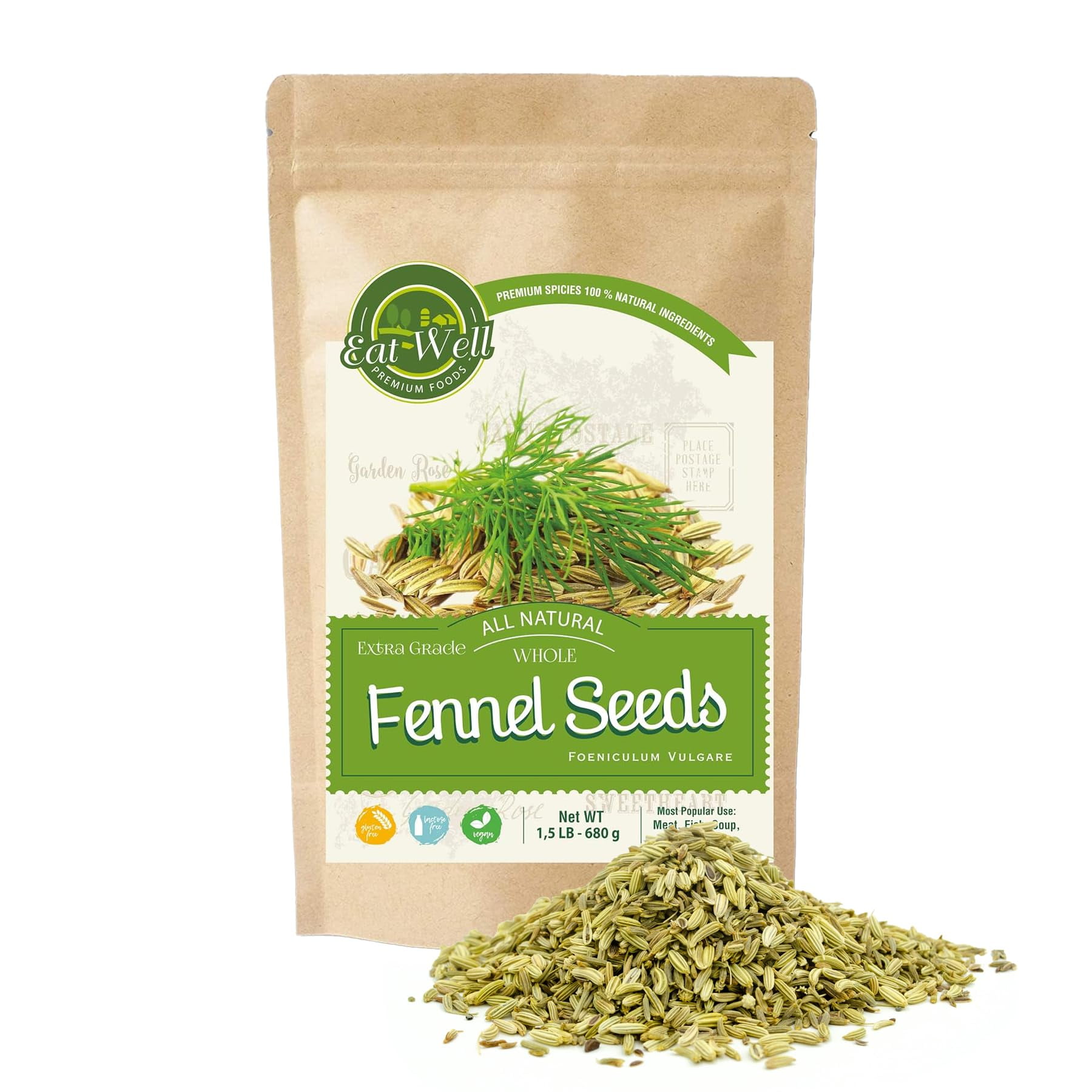 Eat Well Fennel Seeds 24 oz BSL1 (1.5 lb), Fennel Seed, 100% Natural ...