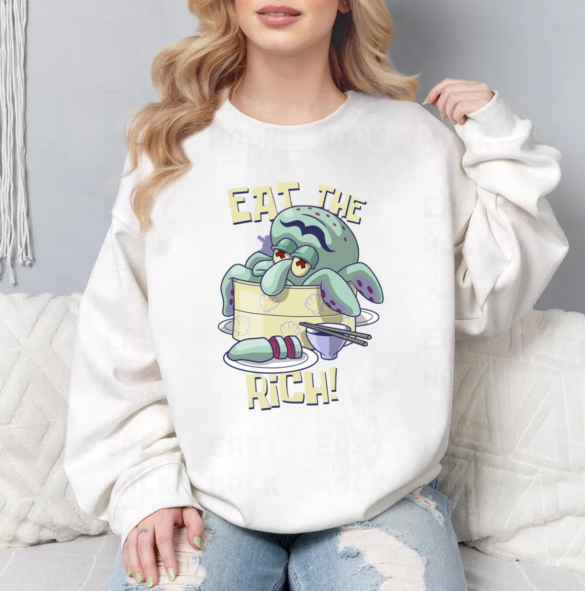 Eat the Rich in Bikini Bottom Funny Satirical Parody Cartoon T-Shirt ...