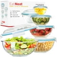 EatNeat Set of 5 Glass Food Storage Bowls with Airtight Snap Locking ...