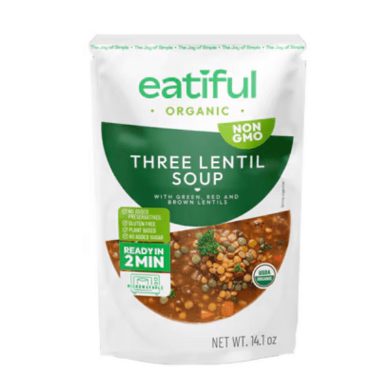 Eatiful Premium Organic Non-GMO Vegan Soup Three Lentil -- 14.1 oz - Walmart.com