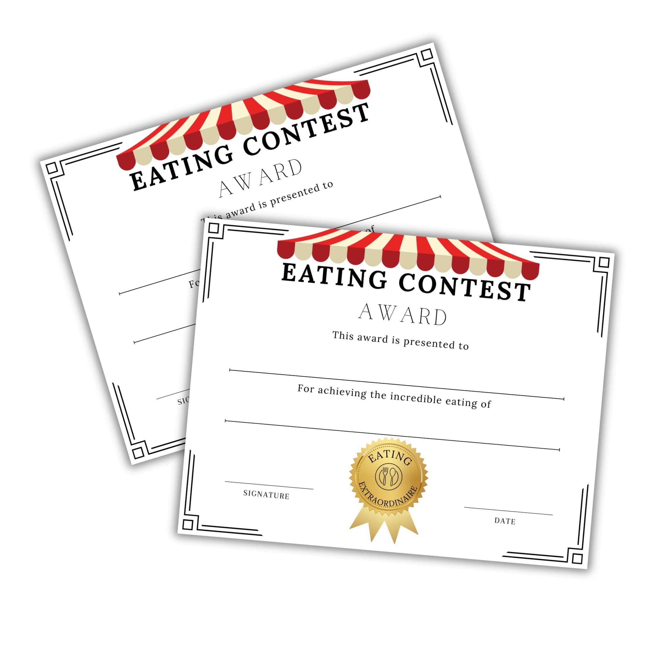 Eating Contest Award 30pk 8.5x11 Funny State Fair Challenge Hot Dog Pie ...