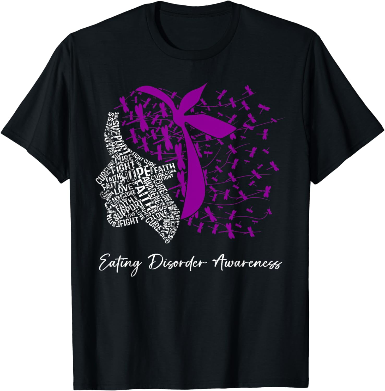 Eating Disorder Awareness Shirt Purple Woman Face Faith Hope T-Shirt ...