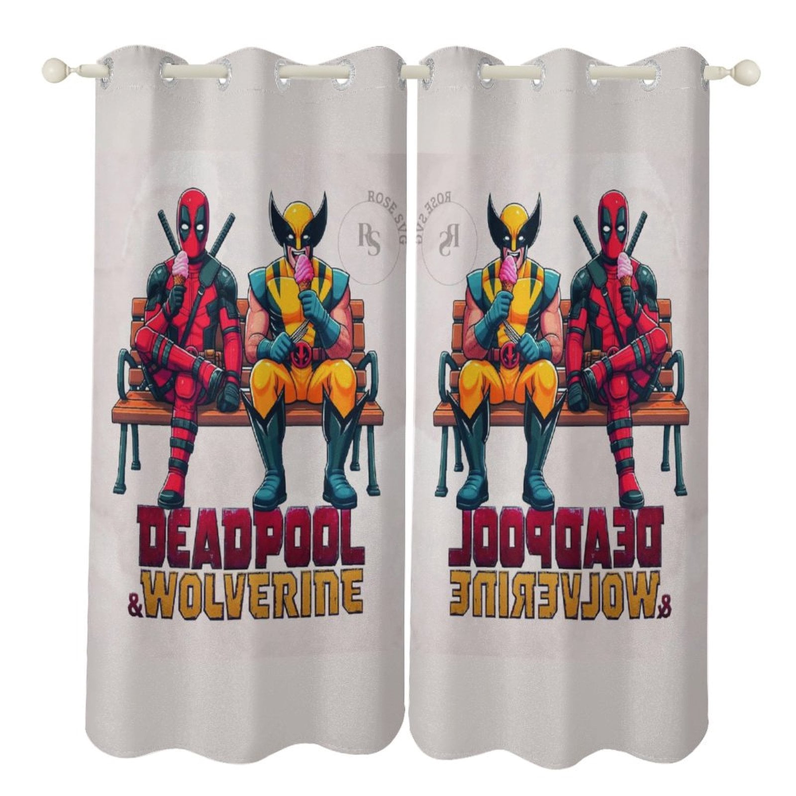 Eating İce-Cream Deadpooll & Wolverinee Kids Blackout Curtains 52 X 84 ...