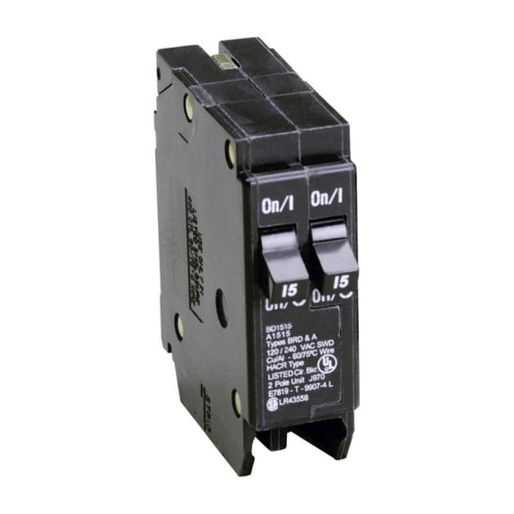 Eaton, Circuit Breaker, BD1515, 15A/15A Double-Pole Standard Trip ...
