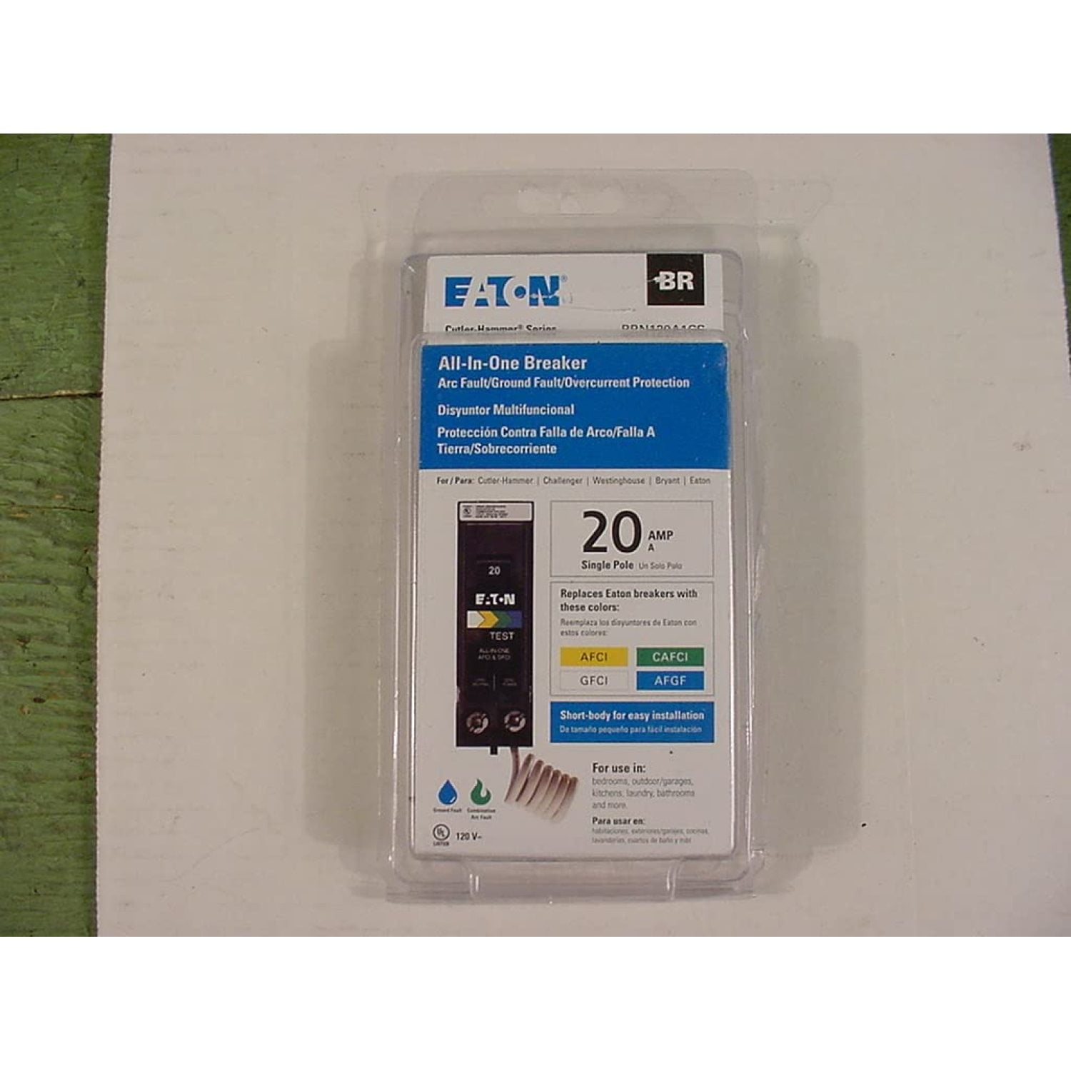 Eaton BRN120A1CS BR 20A 120V 1-Pole Arc Fault/Ground Fault Circuit Breaker, Black - Walmart.com