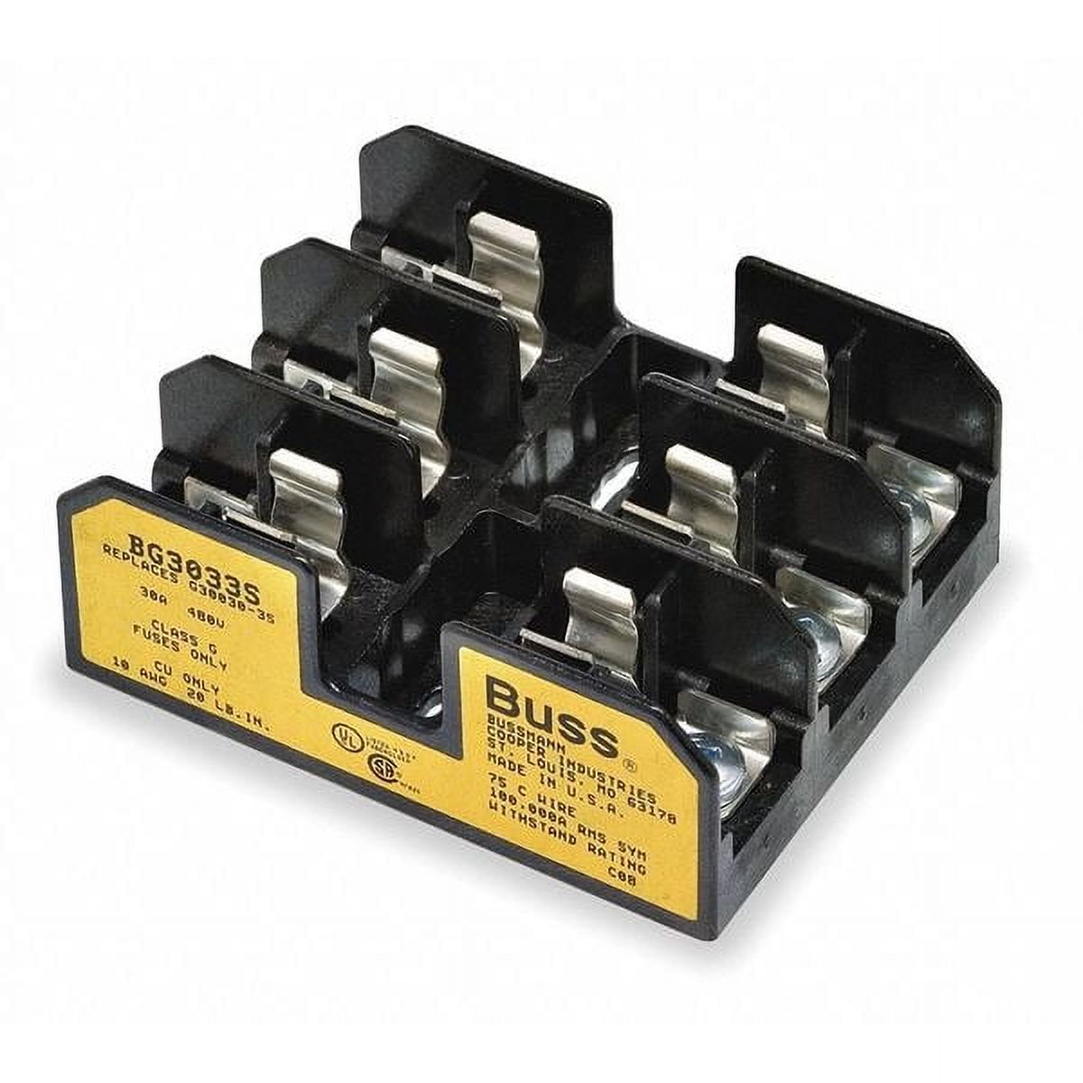 Eaton Bussmann Fuse Block,25 to 30A,G,3 Pole BG3033S - Walmart.com