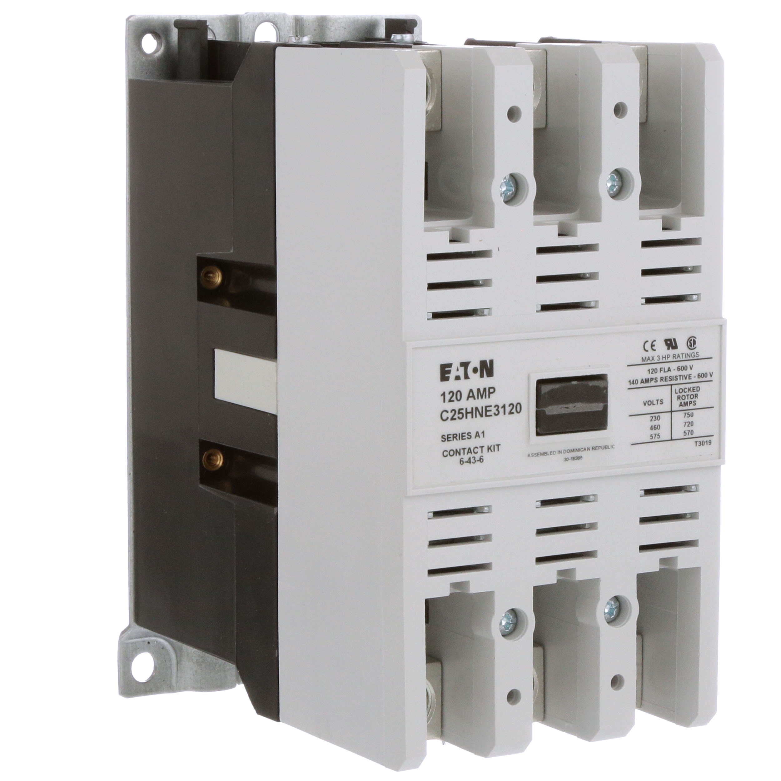 Eaton C25HNE3120A 3-Pole Definite Purpose Contactor (110/120V, 120 Amp ...