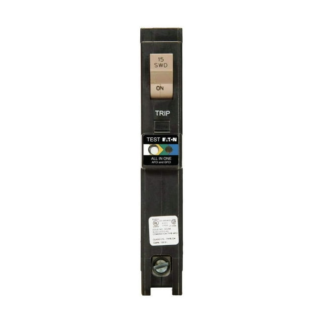 Eaton CH 15 Amp 1-Pole Dual Function (Arc Fault/Ground Fault) Plug-On ...