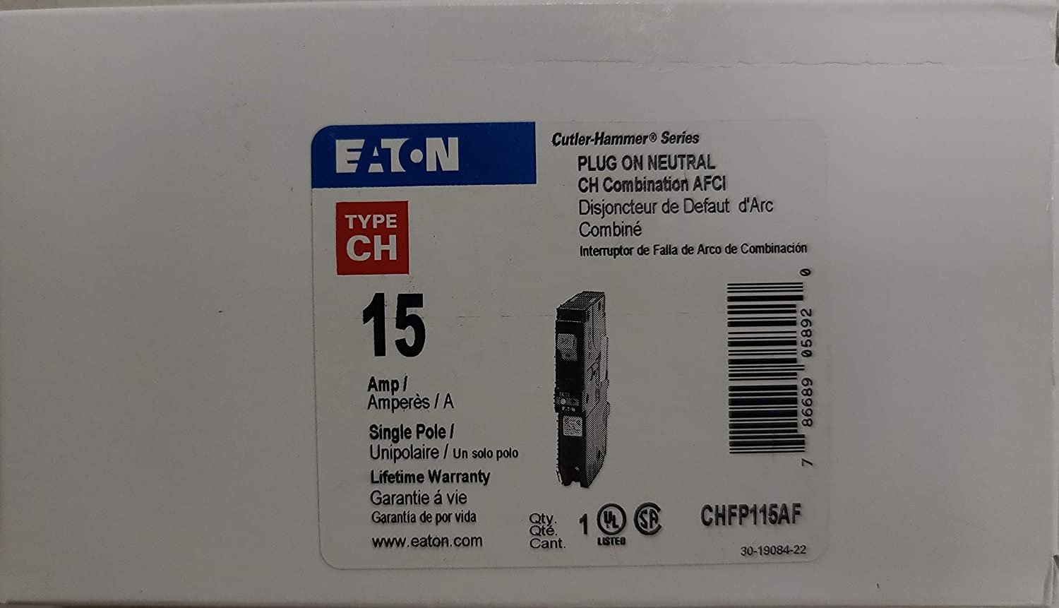 Eaton CH 15A Single-Pole AFCI Circuit Breaker - Walmart.com