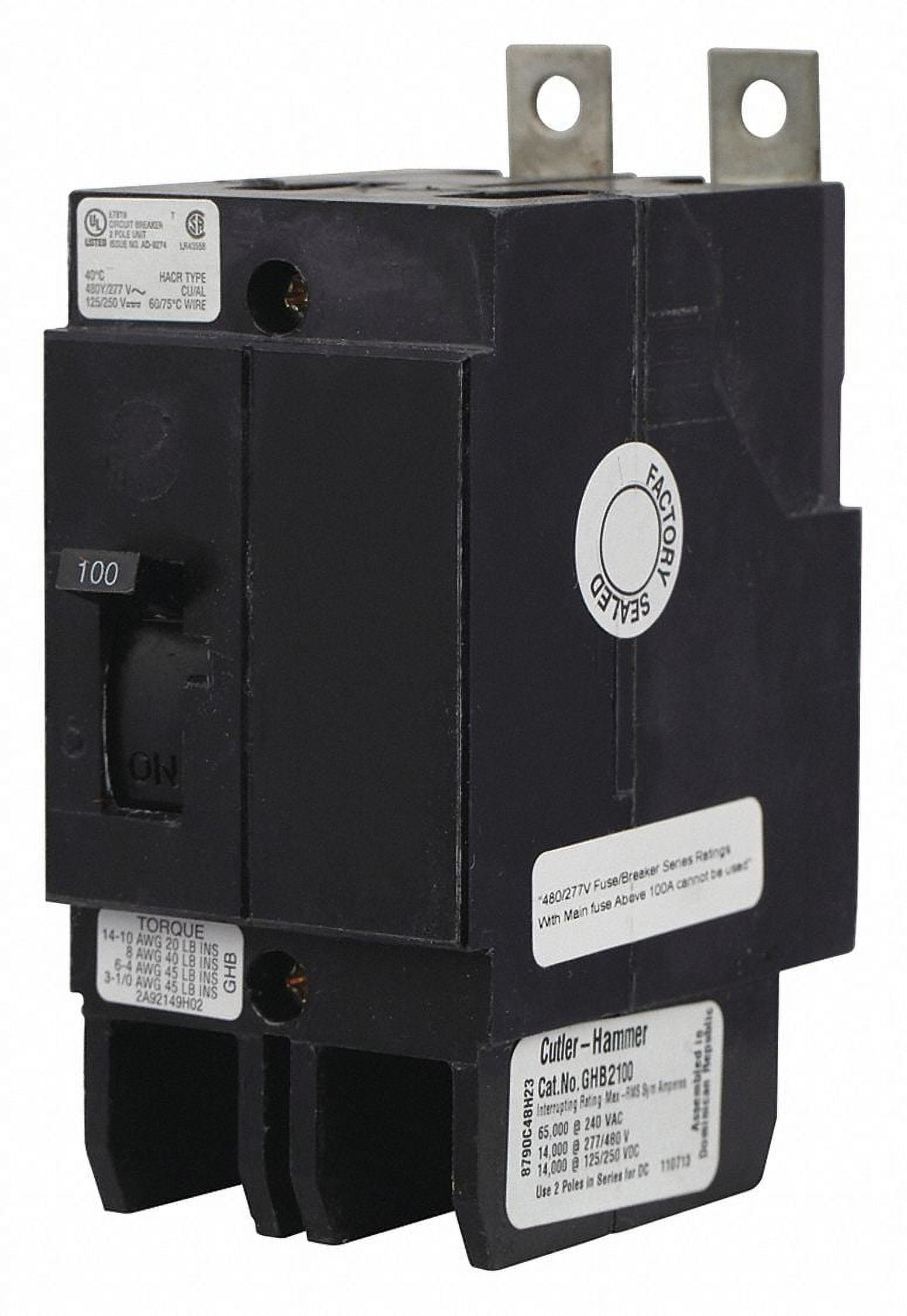 Eaton Circuit Breaker,50A,Bolt On,277/480V,2P GHB2050 - Walmart.com