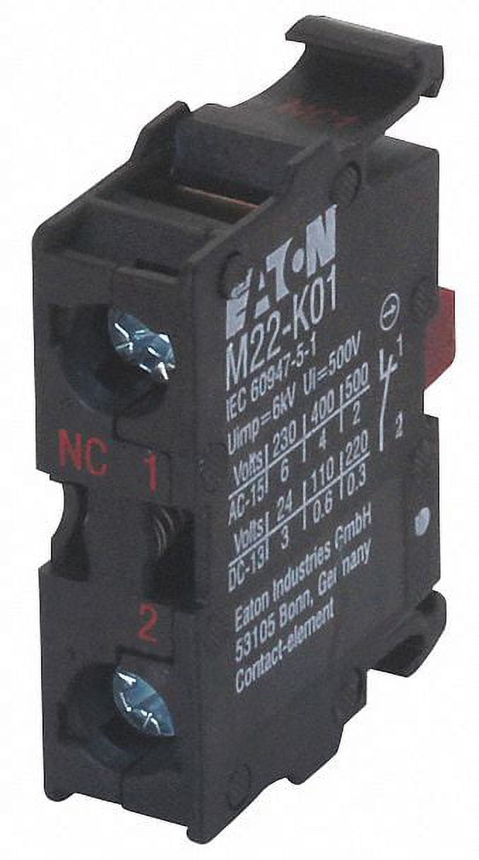 Eaton Contact Block,Screw,Black,22mm,1NC M22-K01 - Walmart.com