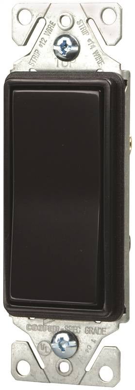 Eaton Cooper 7503BK-SP-L Decorator Rocker Switch, 15A,120/277V, 3-Way ...