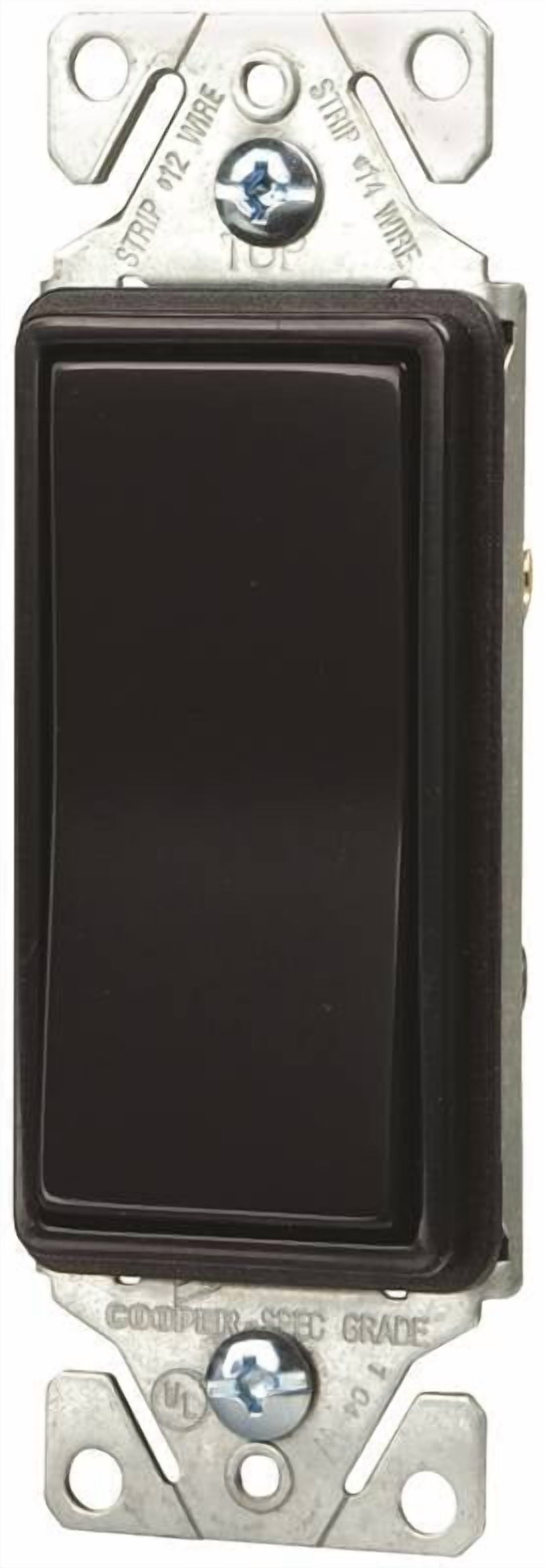 Eaton Cooper 7503BK-SP-L Decorator Rocker Switch, 15A,120/277V, 3-Way ...