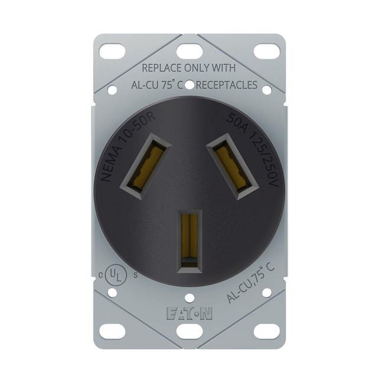 Cooper Wiring AH32BK-F 50A 3 Wire Receptacle Range Power Flush Mount ...
