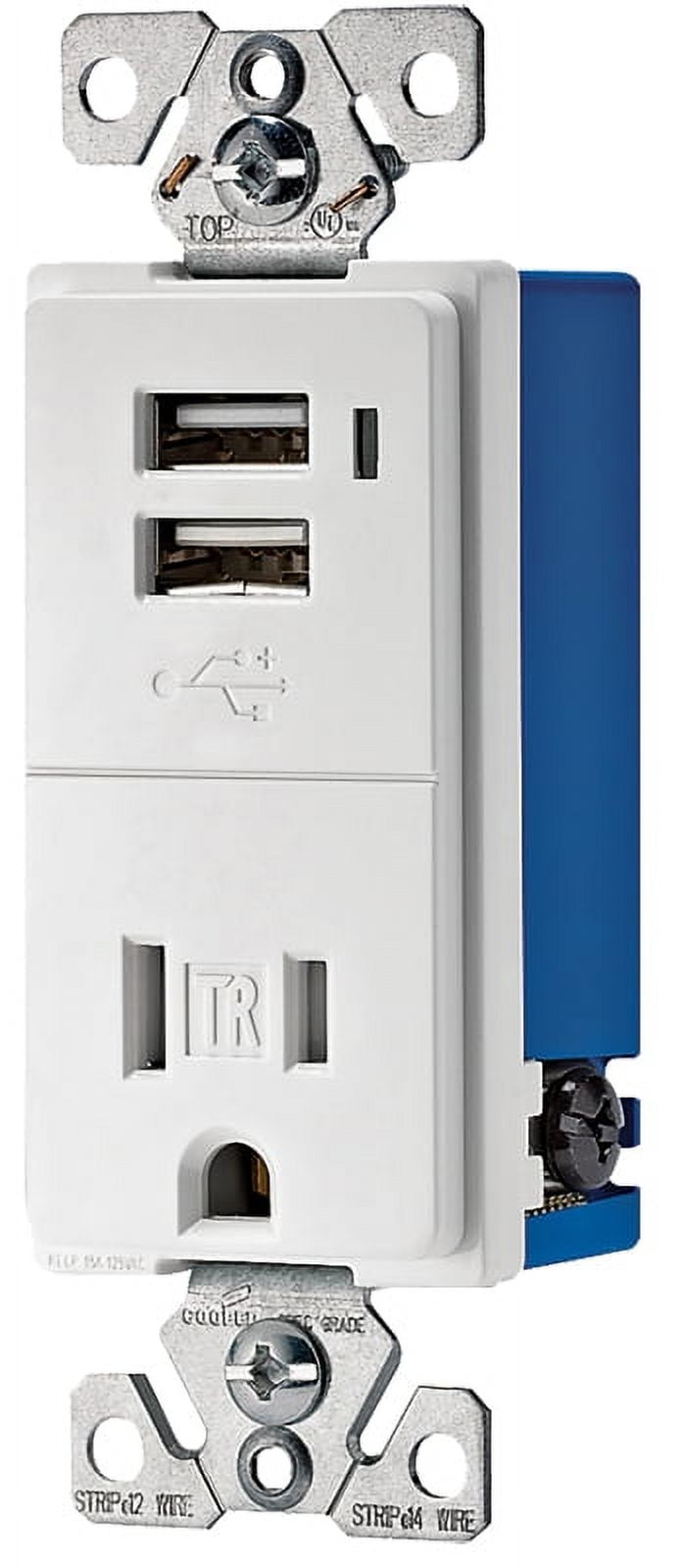 Eaton Cooper Wiring TR7740W-K-L Single Combination USB Receptacle, 125 ...