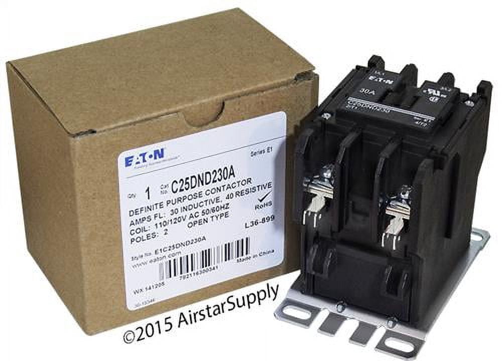 Eaton / Cutler Hammer C25DND230A 50mm DP Contactor , 2-Pole , 30 Amp ...