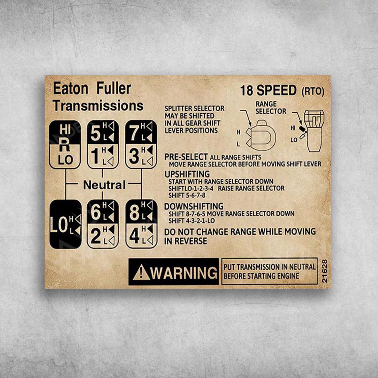 Eaton Fuller Transmissions - Splitter Selector, May Be Shifted, In All ...