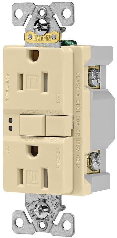 Eaton GFCI Self-Test 15A -125V Tamper Resistant Duplex Receptacle (3 ...