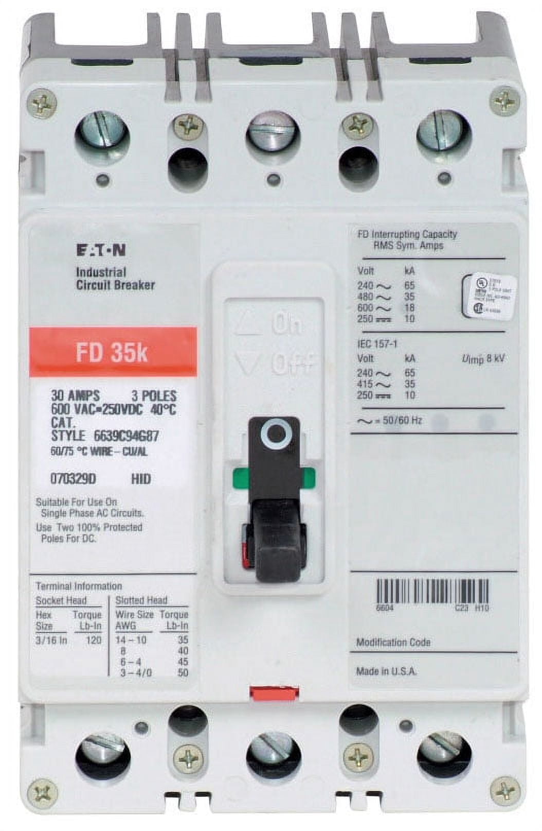 Eaton HFD3150 Industrial Circuit Breaker 3P 150A 600VAC - Walmart.com