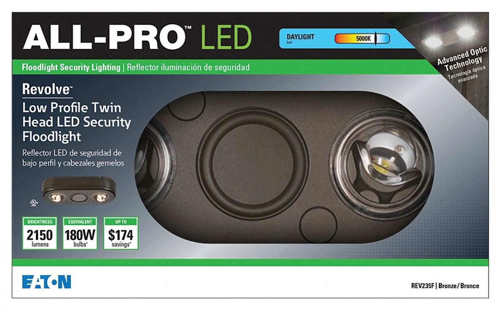 Eaton REVOLVE Series LED Flood Light, 120 V, 26.7 W, 2150 Lumens, Bronze - Walmart.com