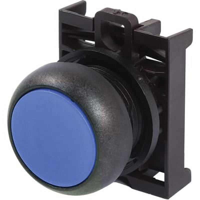 Eaton M22S-D-B Pushbutton, 22mm Diameter, Flush Mounted, Blue Actuator, Black Bezel, Off-On ...
