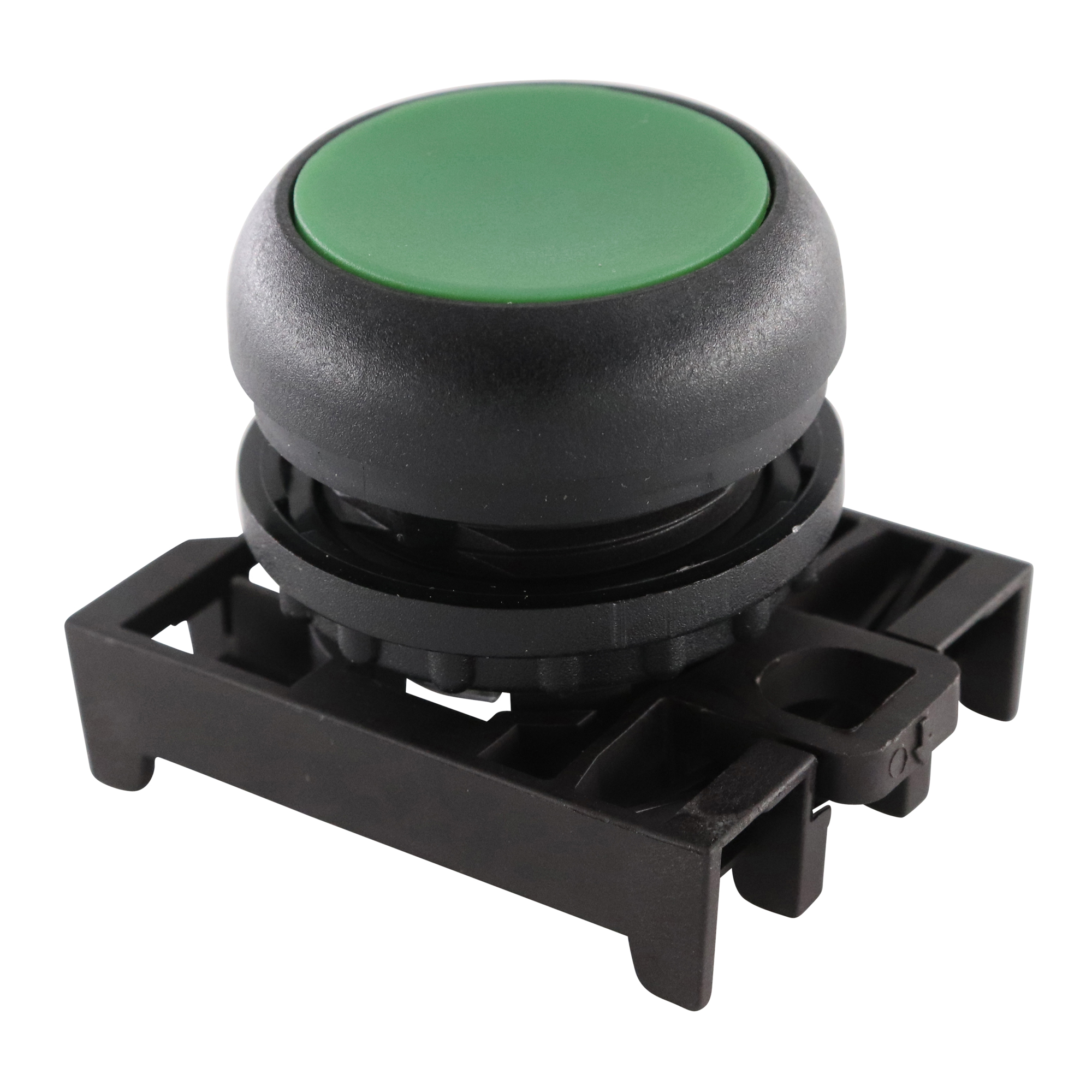 Eaton M22S-D-G Pushbutton, 22mm Diameter, Flush Mounted, Green Actuator, Black Bezel, Off-On ...