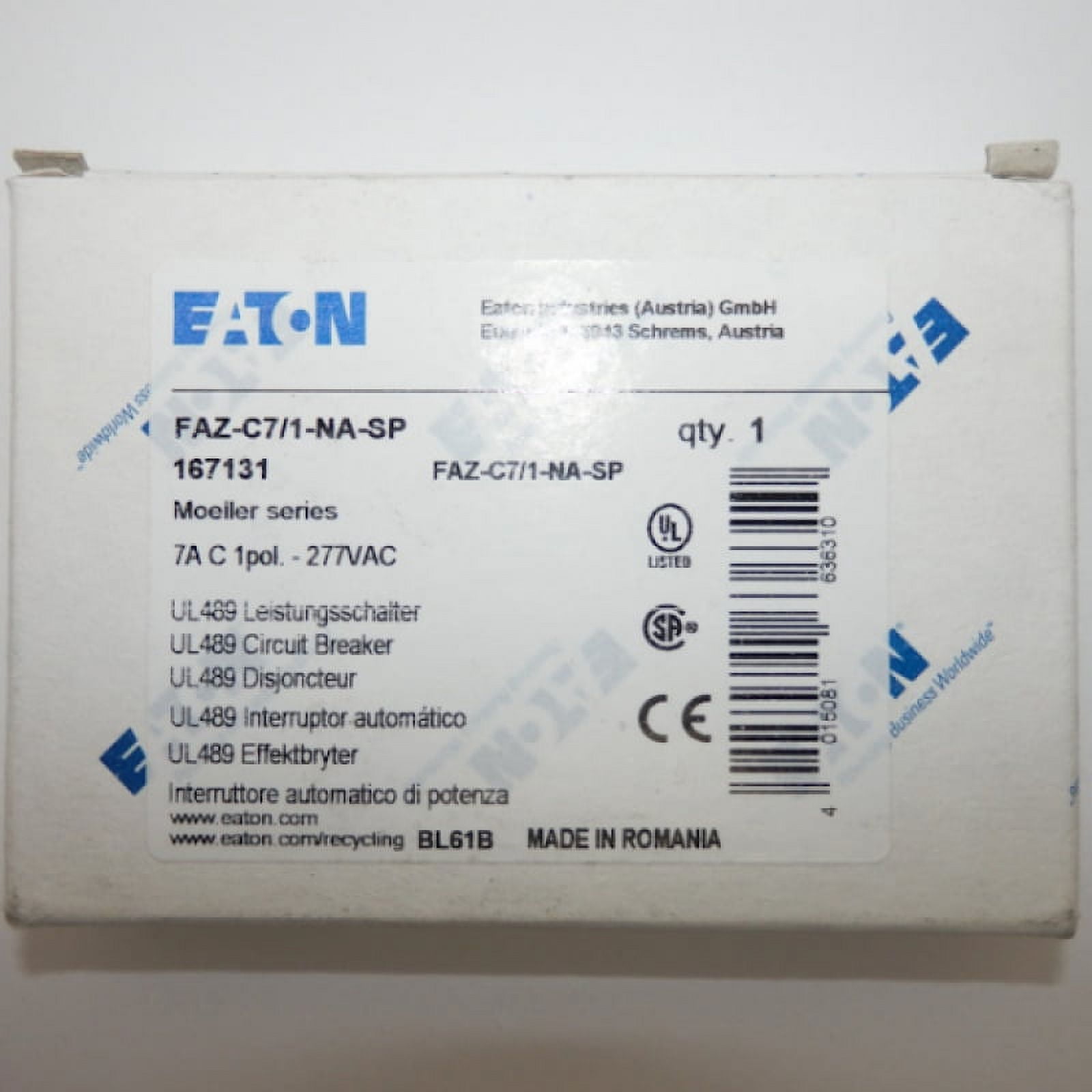 Eaton Moeller Series 1P 6A Miniature Circuit Breakers FAZ-C7/1-NA-SP ...