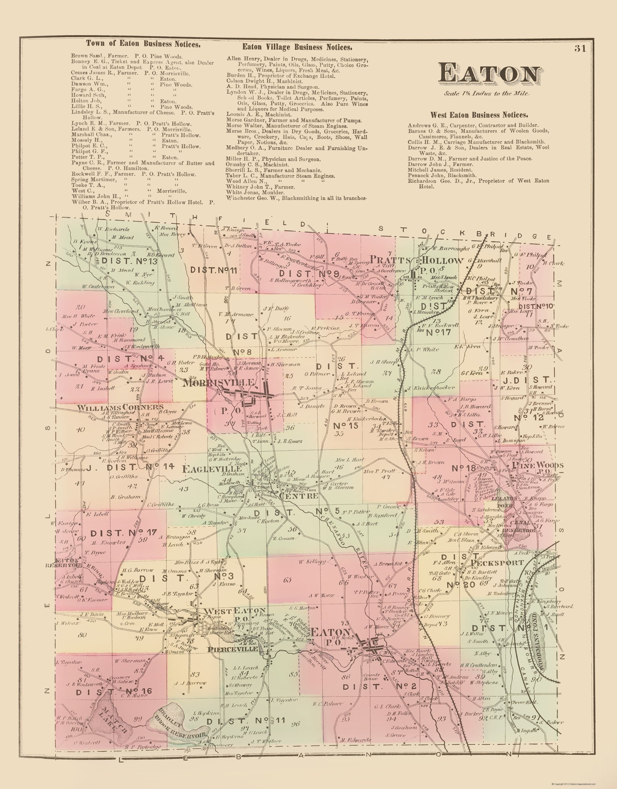 Historic City Map - Eaton New York - Whitman 1875 - 23 x 29.40 ...