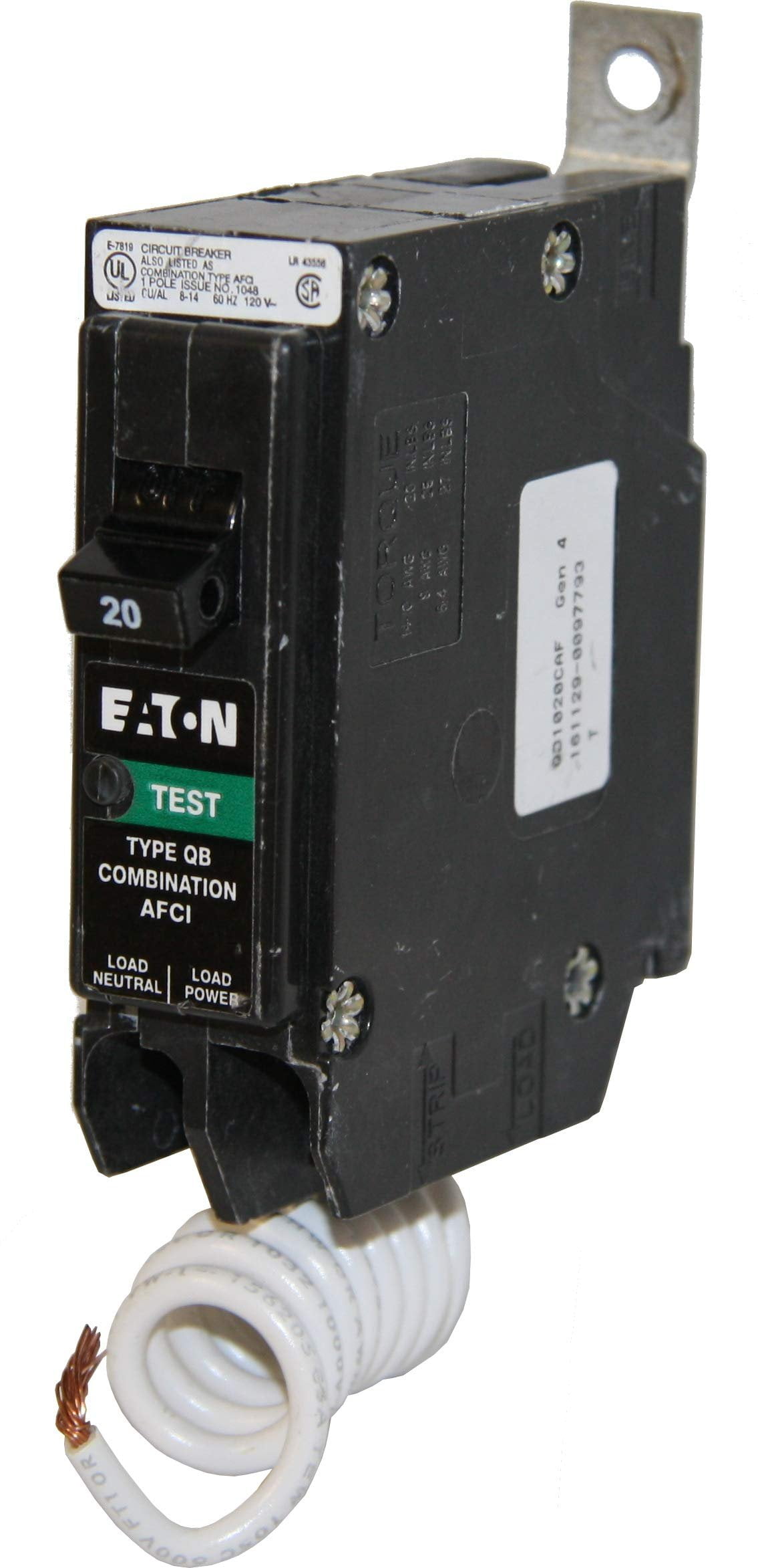 Eaton QB1020CAF MCB Type QB, 1Pole, 20Amp, 10KAIC - Walmart.com