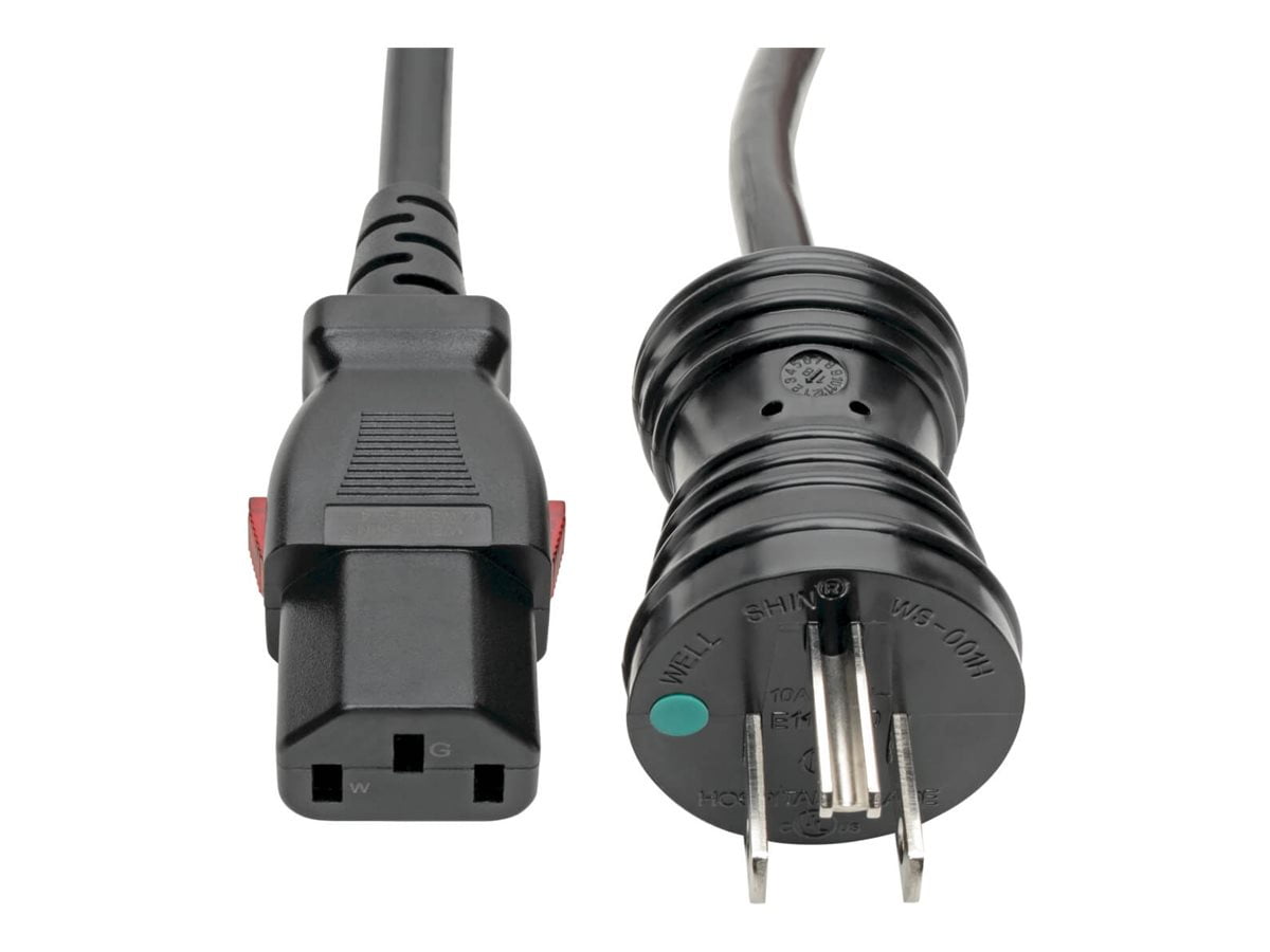Eaton Tripp Lite Series Hospital-Grade Power Cord NEMA 5-15P to Locking IEC C13 Green Dot 10A ...